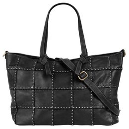 Samantha Look Damen Shopper, schwarz, Leder, leicht gl&auml;nzend, unifarben, Taschen, echt Leder, Made in Italy