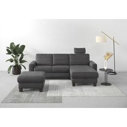 Ecksofa Home Affaire, B:249cm H:91cm T:164cm, grau, 100% Polyester, Wohnzimmer, Sofas, "Summer L-Form", mit Recamiere, mit oder ohne Bettfunktion und