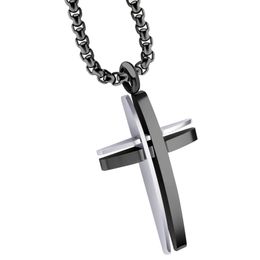 Firetti Damen Kette mit Anh&auml;nger "Schmuck Geschenk Kreuz", Edelstahl, L: 55 B: 2,3mm, schwarz, Edelstahl, B:2,3mm, Halsketten