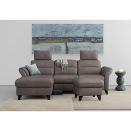 Sit & More Ecksofa SIT & MORE, B:250cm H:87cm T:163cm, grau, 100% Polyester, Wohnzimmer, Sofas, "Mellum L-Form", Federkern, wahlweise mit Bettfunktion,