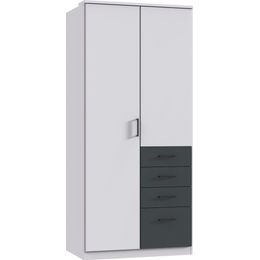 Kleiderschrank wimex, B:90cm H:199cm T:58cm, wei&szlig;, Spanplatte, Jugendzimmer, Schr&auml;nke, "Cottbus, in wei&szlig; oder grau modern kombiniert mit