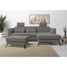 Sit & More Ecksofa SIT & MORE, B:261cm H:88cm T:172cm, grau, 100% Polyester, Wohnzimmer, Sofas, "Olsen L-Form", inklusive Sitztiefenverstellung, wahlweise mit