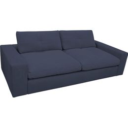 Big-Sofa Alina, B:265cm H:84cm T:123cm, blau, Chenille (100% Polyester), Sofas, "Sandy", in Cord, mit losen Sitz und R&uuml;ckenkissen