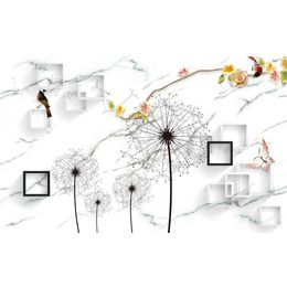 papermoon Fototapete "Muster mit Pusteblume", B/L: 5m x 2,8m, Bahnen: 10 Stk., bunt, Schlafzimmer, Tapeten