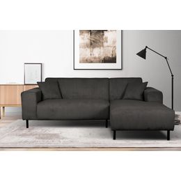 Ecksofa Home Affaire, B:235cm H:81cm T:163cm, grau, 100% Polyester, Wohnzimmer, Sofas, "ARROS L-Form mit Wellenunterfederung, Ma&szlig;e B/T/H: 235/163/81