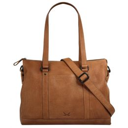 Sansibar Damen Shopper, braun, Leder, leicht gl&auml;nzend, unifarben, Taschen, echt Leder