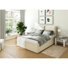 Polsterbett Maintal, B:167cm L:215cm, beige, Struktur fein (100% Polyester), Betten, "Lyara", wahlweise ohne Matratze oder mit 3 Matratzenarten zur