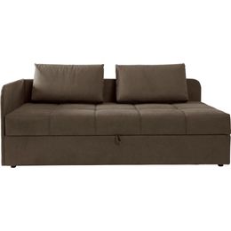 Schlafsofa Alina, B:205cm H:73cm T:95cm, braun, Chenille EQE (100% Polyester), Jugendzimmer, Sofas, "Marla", inkl. Stauraum & 2 R&uuml;ckenkissen,