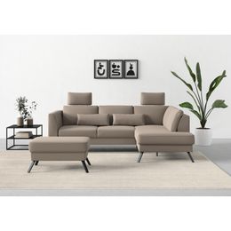 Sit & More Ecksofa SIT & MORE, B:254cm H:88cm T:188cm, grau, Wohnzimmer, Sofas, "Lindholm L-Form", mit Sitztiefenverstellung und Federkern