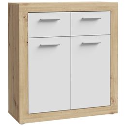 Kommode FORTE, B:83,2cm H:91,5cm T:34cm, wei&szlig;, Spanplatte, Wohnzimmer, Sideboards, "Baccio", Breite 83 cm, H&ouml;he 92 cm mit 2 Schubk&auml;sten und 2 T&uuml;ren