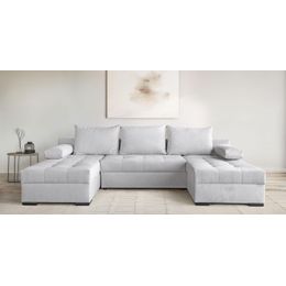 Wohnlandschaft OTTO HOME, H:41cm T:161cmhellgrau, 100%Polyester, Sofas, "Home System U-Form, von B: 269-352 cm w&auml;hlbar, 6 Varianten zur Auswahl", mit