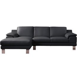 Ecksofa Egoitaliano, B:236cm H:84cm T:152cm, schwarz, Leder &raquo;BULL&laquo; (echtes Rindsleder). Geschliffenes, pigmentiertes und behandeltes Rindsleder mit