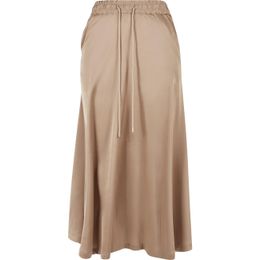 Urban Classics Damen Sommerrock "Urban Classics Damen Ladies Satin Midi Skirt"softtaupe, Gr. XS, unifarben, 95% Polyester, 5% Elasthan, R&ouml;cke