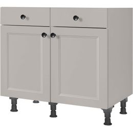 Unterschrank Nobilia, B:90cm H:87cm T:58,3cm, grau, K&uuml;che, Schr&auml;nke, ""Cascada", vormontiert, Breite 90 cm, Soft-Close-Funktion", bei den