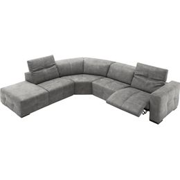 Ecksofa Egoitaliano, B:300cm H:100cm T:274cm, grau, Luxus-Micofaser Lederoptik (100% Polyester) ist ein neues technisches Gewebe mit einem visuellen
