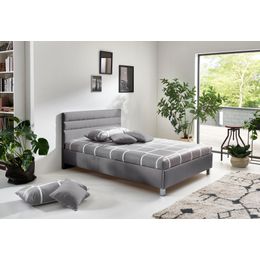 Polsterbett, B:150cm L:210cm, grau, Westfalia Schlafkomfort, Bezug: Microvelours (100% Polyester);Bonnell-Federkern-Matratzenbezug: 100%