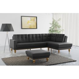 Sit & More Ecksofa SIT & MORE, B:298cm H:90cm T:198cm, schwarz, 100% Polyester, Wohnzimmer, Sofas, "Orient 5 L-Form", mit Strass-Stein, wahlweise mit
