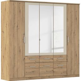Kleiderschrank Rauch, B:226cm H:212cm T:58cm, braun, Holzwerkstoff, Kinderzimmer, Schr&auml;nke, "Dreht&uuml;renschrank Schrank Garderobe BURANO", mit
