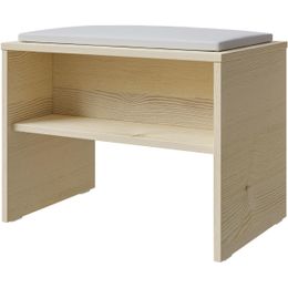Badkommode SAPHIR, B:60cm H:48cm T:40cm, beige, Spanplatte, Sideboards, "Badezimmer Sitzbank inkl. Sitzkissen aus Kunstleder in wei&szlig; und Ablage",