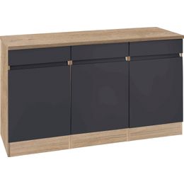 Unterschrank Optifit, B:150cm H:88cm T:60cm, schwarz, K&uuml;che, Schr&auml;nke, "Roth", Breite 150 cm
