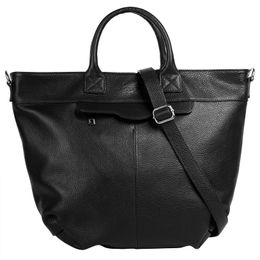 Samantha Look Damen Henkeltasche, schwarz, Leder, leicht gl&auml;nzend, unifarben, Taschen, echt Leder, Made in Italy
