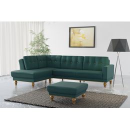 Sit & More Ecksofa SIT & MORE, B:298cm H:90cm T:198cm, gr&uuml;n, 100% Polyester, Wohnzimmer, Sofas, "Orient 5 L-Form", mit Strass-Stein, wahlweise mit Bettfunktion