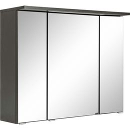 Spiegelschrank Welltime, B:80cm H:66cm T:20cm, grau, Holzwerkstoff, MDF, Badezimmer, Schr&auml;nke, "Lucca", mit LED Beleuchtung