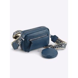 Heine Damen Handtasche, blau, Microfaser, Viskosemischung, unifarben, Taschen