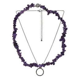 Steuer Damen Kette mit Anh&auml;nger "Set Amethyst-Splitterkette und Kette mit Anh&auml;nger", 54cm, Metall, L: 54, lila, Metall, Halsketten