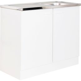 Sp&uuml;lenschrank Optifit, B:100cm H:84,5cm T:50cm, wei&szlig;, Holzwerkstoff, K&uuml;che, Schr&auml;nke, "Helsinki"