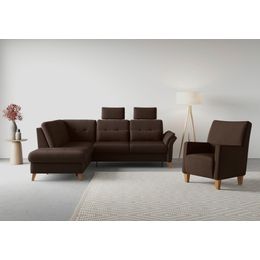 Sit & More Ecksofa SIT & MORE, B:250cm H:90cm T:226cm, braun, Wohnzimmer, Sofas, "G&ouml;teborg", inkl. Sitztiefenverstellung, wahlweise mit Bettfunktion & Bettkasten