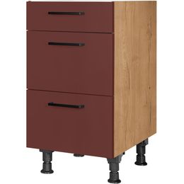 Unterschrank Nobilia, B:45cm H:87cm T:58,3cm, rot, K&uuml;che, Schr&auml;nke, ""Easytouch", vormontiert, mit h&ouml;henverstellbaren Sockelf&uuml;&szlig;en, in den", Breiten