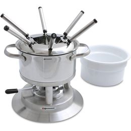SWISSMAR Fondue "Arosa", B:21cm H:23cm T:21cm, wei&szlig;, Fondues, 11-teilig, inkl. 6 Fondugabeln und Keramik-Einsatz