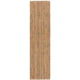 L&auml;ufer FLAIR RUGS, B:60cm H:7mm L:230cm, bunt, Jute, Flur, Teppiche, "Jute Boucle", aus 100% Jute, mit Fransen, aus Naturfasern
