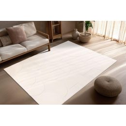 Teppich Kayoom, B:200cm H:10mm L:290cm, wei&szlig;, Polyester, Wohnzimmer, Teppiche, "Niburi 425", weicher Kurzflor, modern gemustert, Wohnzimmer