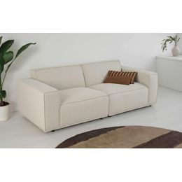 3-Sitzer Home Affaire, B:228cm H:75cm T:96cm, beige, 100% Polyester, Sofas, "Avelin, 228 cm, Chenille, Struktur-Boucle", mit Wellenunterfederung,