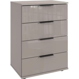 Nachtkommode wimex, B:52cm H:74cm T:38cm, grau, Spanplatte, Sideboards, "Saigon", mit 4 Schubladen, wahlweise Glas-oder Spiegelfronten