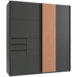 Schwebet&uuml;renschrank wimex, B:180cm H:198cm T:65cm, schwarz, Holzwerkstoff, Schr&auml;nke, "Coburg, Kleiderschrank Made in Germany", mit Akustikpaneel