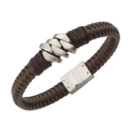 ZEEme Damen Armband "Leder mit Edelstahlverschlu&szlig;", 21cm, Edelstahl, braun, Edelstahl, Armb&auml;nder