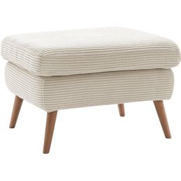 Hocker, B:72cm H:47cm T:62cm, beige, exxpo - SOFA FASHION, Wohnzimmer, Hocker, "Scandi bequem und elegant mit hohem Holzfu&szlig;", bequem und elegant mit