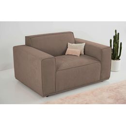 Loveseat Home Affaire, B:140cm H:75cm T:96cm, braun, 100% polyester, Sessel, "Avelin, 1.5 Sitzer, 140 cm, Chenille, Struktur-Boucle", mit