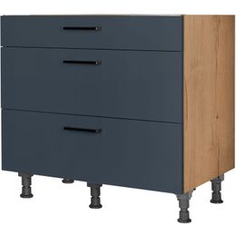 Kochfeldumbauschrank Nobilia, B:90cm H:87cm T:58,3cm, blau, Schr&auml;nke, ""Easytouch", vormontiert, mit Schubkasten und Ausz&uuml;gen", in den Breiten 60 und