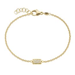 Smart Jewel Damen Armband "Mittelteil rechteckig mit Zirkonia, Silber 925", 19cm, Silber 925 (Sterlingsilber), gold, Silber 925 (Sterlingsilber),