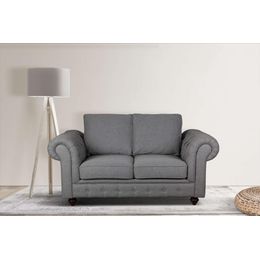 2-Sitzer Home Affaire, B:170cm H:90cm T:93cm, grau, 100% Polyester, Sofas, "MENDITTE", Knopfheftung im Armlehnbereich und an der Vorderkante, hohe