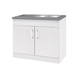 Sp&uuml;lenschrank KOCHSTATION, B:100cm H:85cm T:60cm, schwarz-wei&szlig;, Spanplatte, K&uuml;che, Schr&auml;nke, "KS-Toronto, Breite 100 cm"