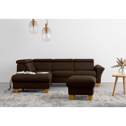 Ecksofa Home Affaire, B:249cm H:84cm T:217cm, braun, 100% Polyester, Wohnzimmer, Sofas, "Lindgren L-Form", wahlweise mit TV-Funktion, Stauraum und