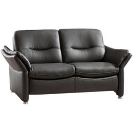 2-Sitzer Hukla, B:164cm H:91cm T:92cm, schwarz, Sofas, "HU-SF15058 Ledersofa, Breite 164 cm", hochwertiges Glattleder, optional mit Kopfst&uuml;tze