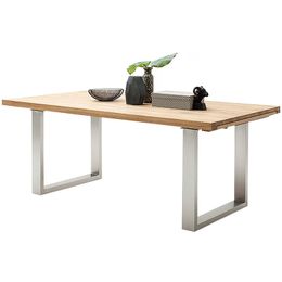 Kulissen-Esstisch MCA furniture, B:180cm H:77cm T:100cm, braun, Wildeiche ge&ouml;lt, Holz, Massivholz, aufgedoppelt, Tische, "Dayton Esstisch