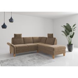 Ecksofa Home Affaire, B:240cm H:90cm T:216cm, braun, 100% Polyester, Wohnzimmer, Sofas, "Rochelle, L-Form", wahlweise mit Armteilverstellung,