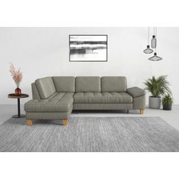 Sit & More Ecksofa SIT & MORE, B:261cm H:88cm T:179cm, grau, 100% Polyester, Wohnzimmer, Sofas, "Westham L-Form", mit Ottomane, mit oder ohne Bettfunktion,
